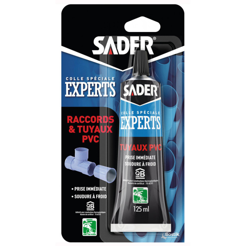 Colle expert raccords & tuyaux PVC Sader 55ml | Tout Brico